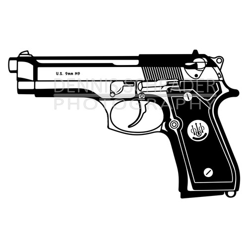 Berretta M9 Semi-Auto Pistol Digital Download Gun Illustration svg ...