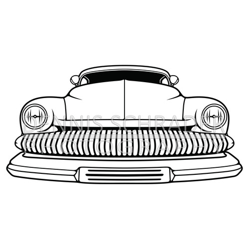 Mercury 1950 Lead Sled Front Digital Download Car Illustration svg ...