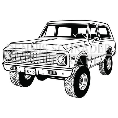 Chevrolet K5 Blazer 1972 3QTR Digital Download Car Illustration svg ...