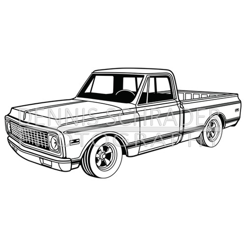 Chevrolet C10 Truck 1972 3QTR Digital Download Illustration svg Vector ...