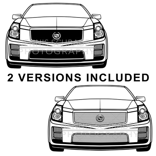 Cadillac CTS-V 2007 Front Digital Download Car Illustration svg Vector ...