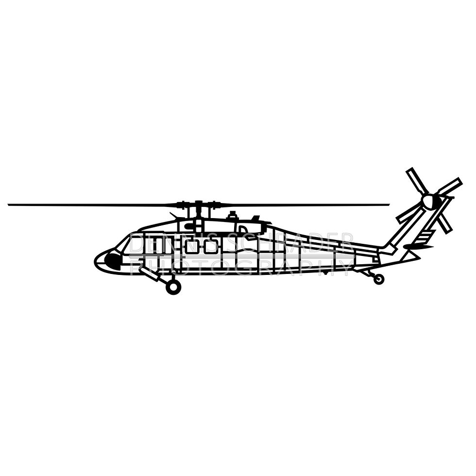 UH-60 Black Hawk Helicopter Military Digital Download Illustration svg ...