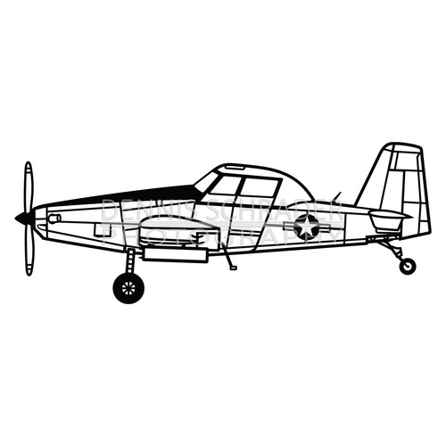 OA-1K Sky Warden Air Tractor Plane Side Digital Download Illustration ...