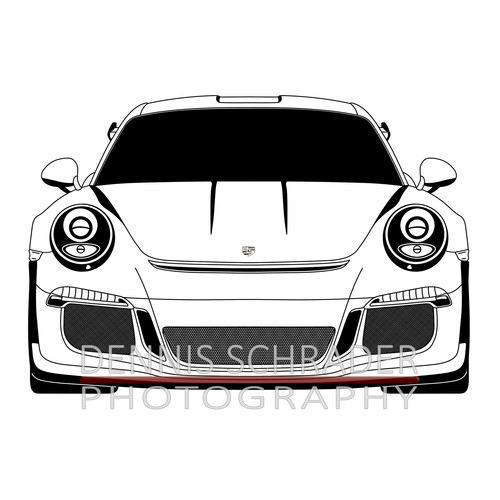 Porsche 911 GT3 RS Front Digital Download Car Illustration svg Vector ...