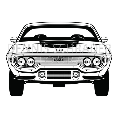 Plymouth GTX 1971 Front Digital Download Car Illustration svg Vector ...