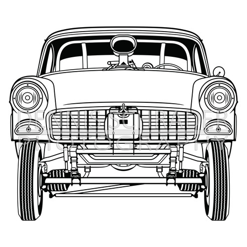 Chevrolet 1955 Gasser Drag Car Digital Download Car Illustration svg ...