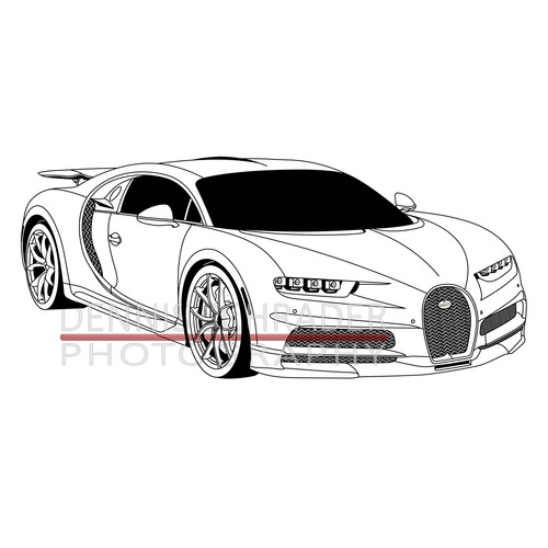Bugatti Chiron Supercar Front Angle Digital Download Car Illustration ...