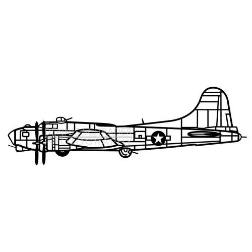 B-17 Flying Fortress War Plane Side Digital Download Illustration svg ...