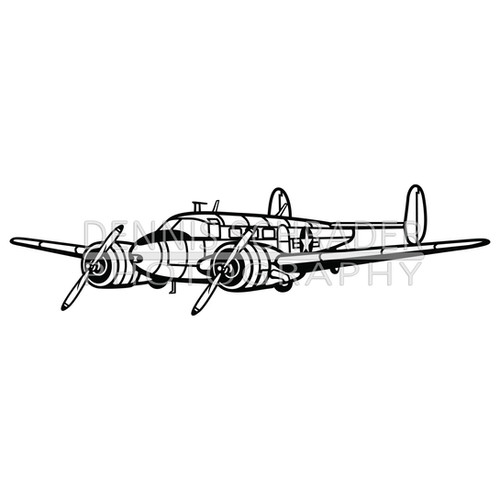 Beechcraft Model 18 Digital Download Airplane Illustration svg Vector ...