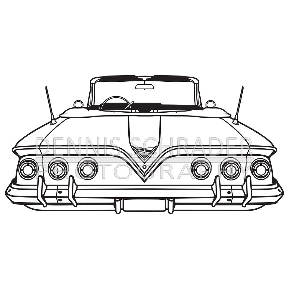 Chevrolet Impala Convert 1961 Rear Digital Download Car Illustration ...