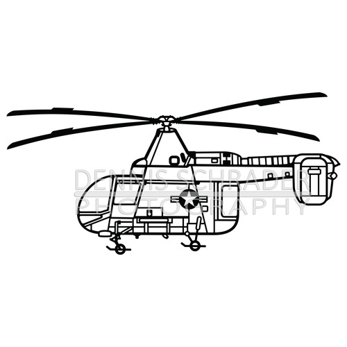 Kaman HH-43B Huskie Helicopter Military Digital Download Illustration ...