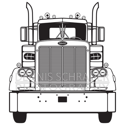 Peterbilt 359 Semi-Truck Front Digital Download Car Illustration svg ...