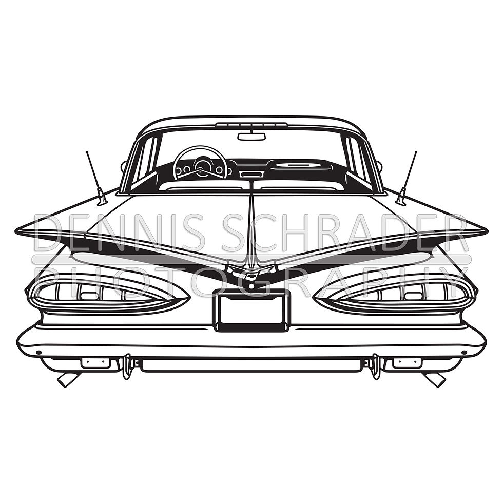 Chevrolet Impala 1959 Rear Digital Download Car Illustration svg Vector ...