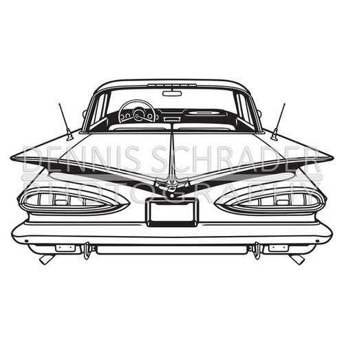 Chevrolet Impala 1959 Rear Digital Download Car Illustration svg Vector ...