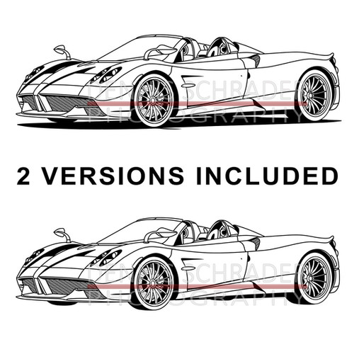 Pagani Huayra Roadster Digital Download Car Illustration svg Vector ...