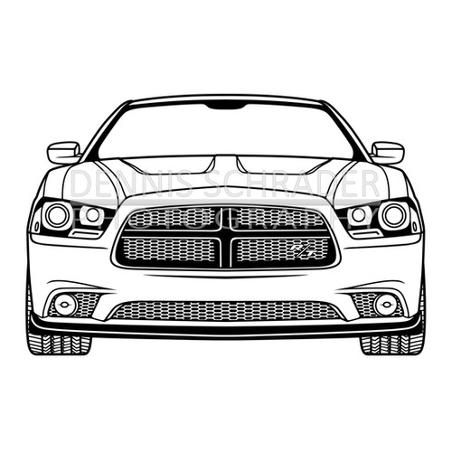 Dodge Charger RT 2013 Front Digital Download Car Illustration svg ...
