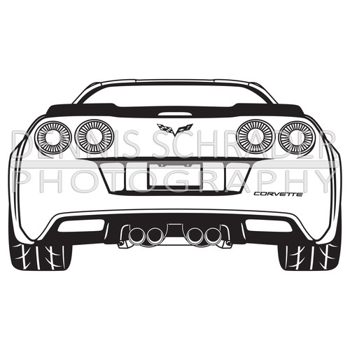 Chevrolet Corvette C6 ZR-1 Rear Digital Download Car Illustration svg ...