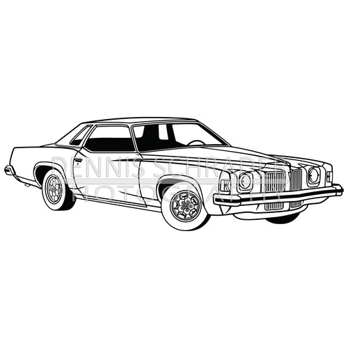 Pontiac Grand Prix 1973 3QTR Front Digital Download Car Illustration ...
