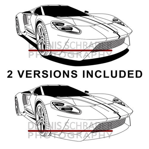 Ford GT Supercar 3Qrt Digital Download Car Illustration svg Vector ...
