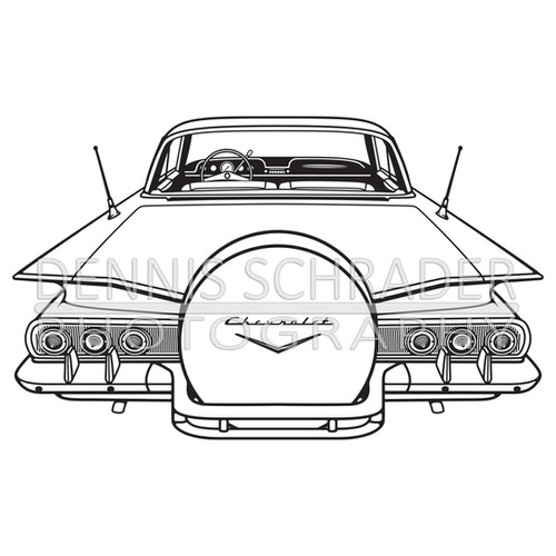 Chevrolet Impala 1960 w/kit Digital Download Car Illustration svg ...