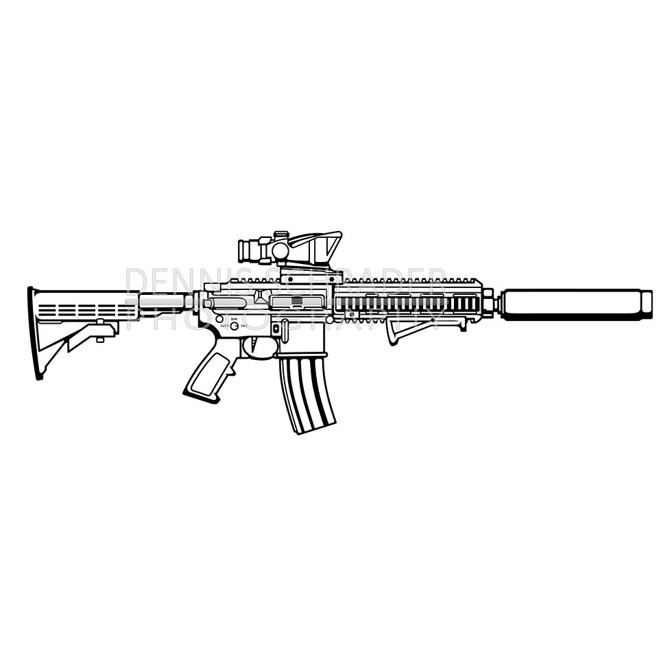AR-15 Suppressed M4 Combat Rifle Digital Download Gun Illustration svg ...