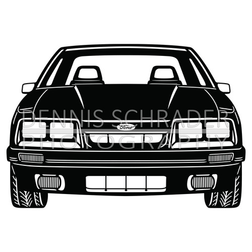 Ford Mustang GT 1986 Front Digital Download Car Illustration svg Vector ...