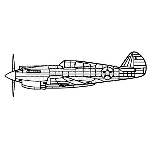 P-40 Warhawk Side Fighter Plane Digital Download Illustration svg ...