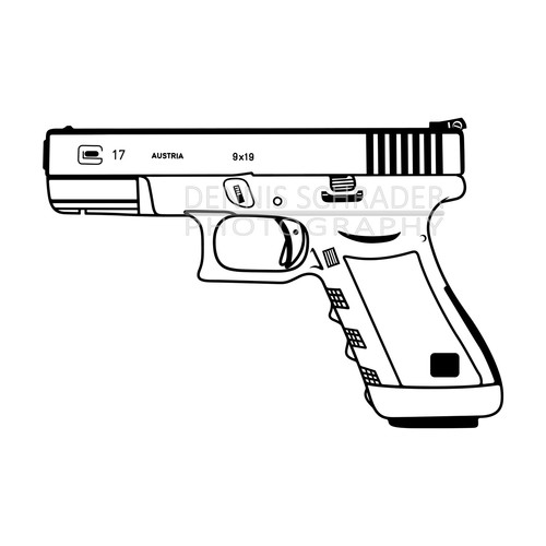 Semi-Auto 9mm Pistol Digital Download Gun Illustration svg Vector ...