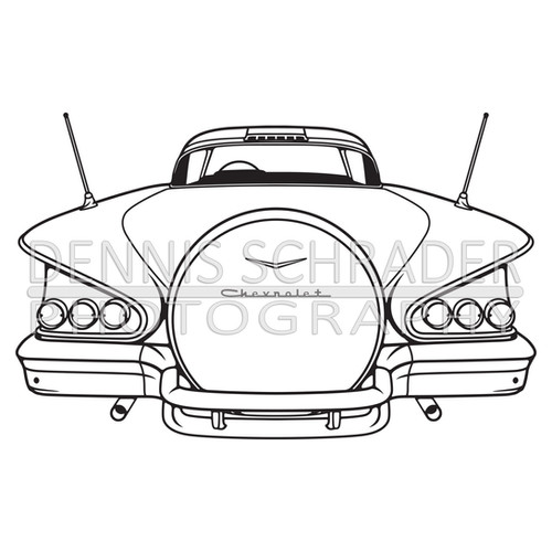 Chevrolet Impala 1958 Rear with Kit Digital Download Car Illustration ...