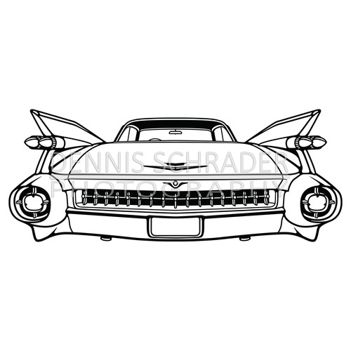 Cadillac Coupe Deville 1959 Rear Digital Download Car Illustration svg ...