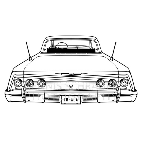 Chevrolet Impala 1962 HT Rear Digital Download Car Illustration svg ...