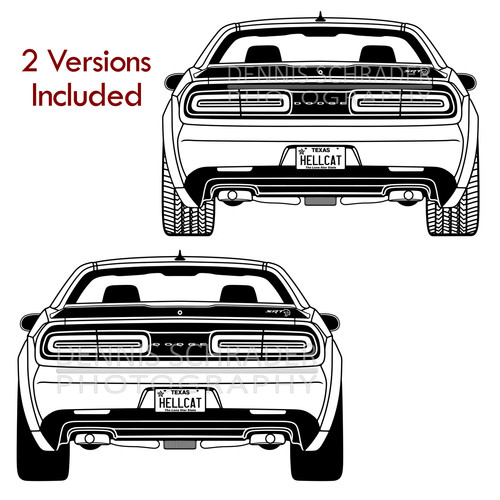 Dodge Challenger SRT 2018 Rear Digital Download Car Illustration svg ...