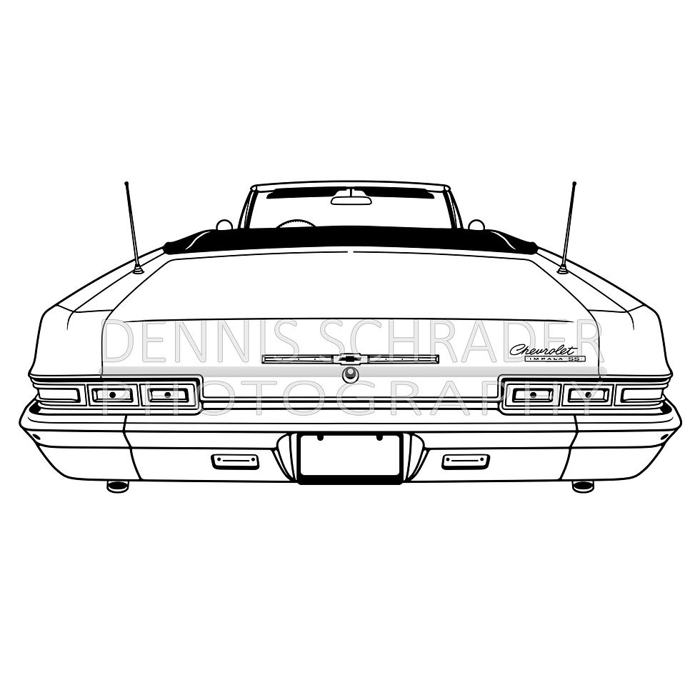 Chevrolet Impala SS Cnvt 1966 Rear Digital Download Car Illustration ...