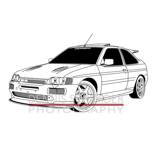 Ford Escort Cosworth Digital Download Car Illustration svg Vector ...