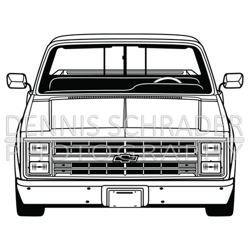 Chevrolet C10 Truck 1983 Front Digital Download Illustration svg Vector ...