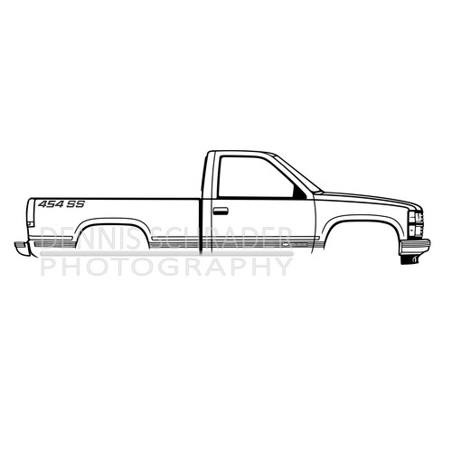 Chevrolet 454 SS Pick Up 1991 Digital Download Truck Illustration svg ...