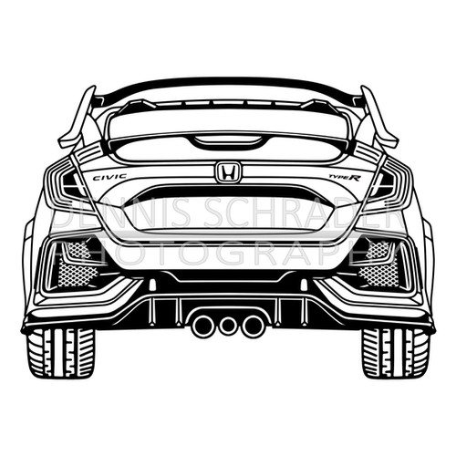 Honda Civic Type R Rear Digital Download Car Illustration svg Vector ...