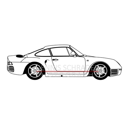 Porsche 959 Supercar Side Digital Download Car Illustration svg Vector ...