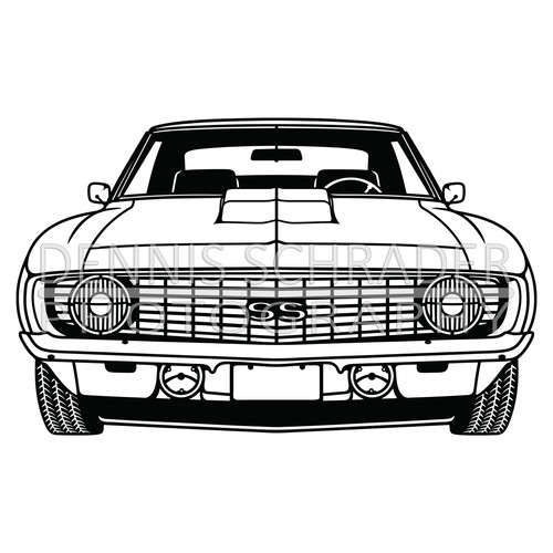 Chevrolet Camaro SS 1969 Front Digital Download Car Illustration svg ...
