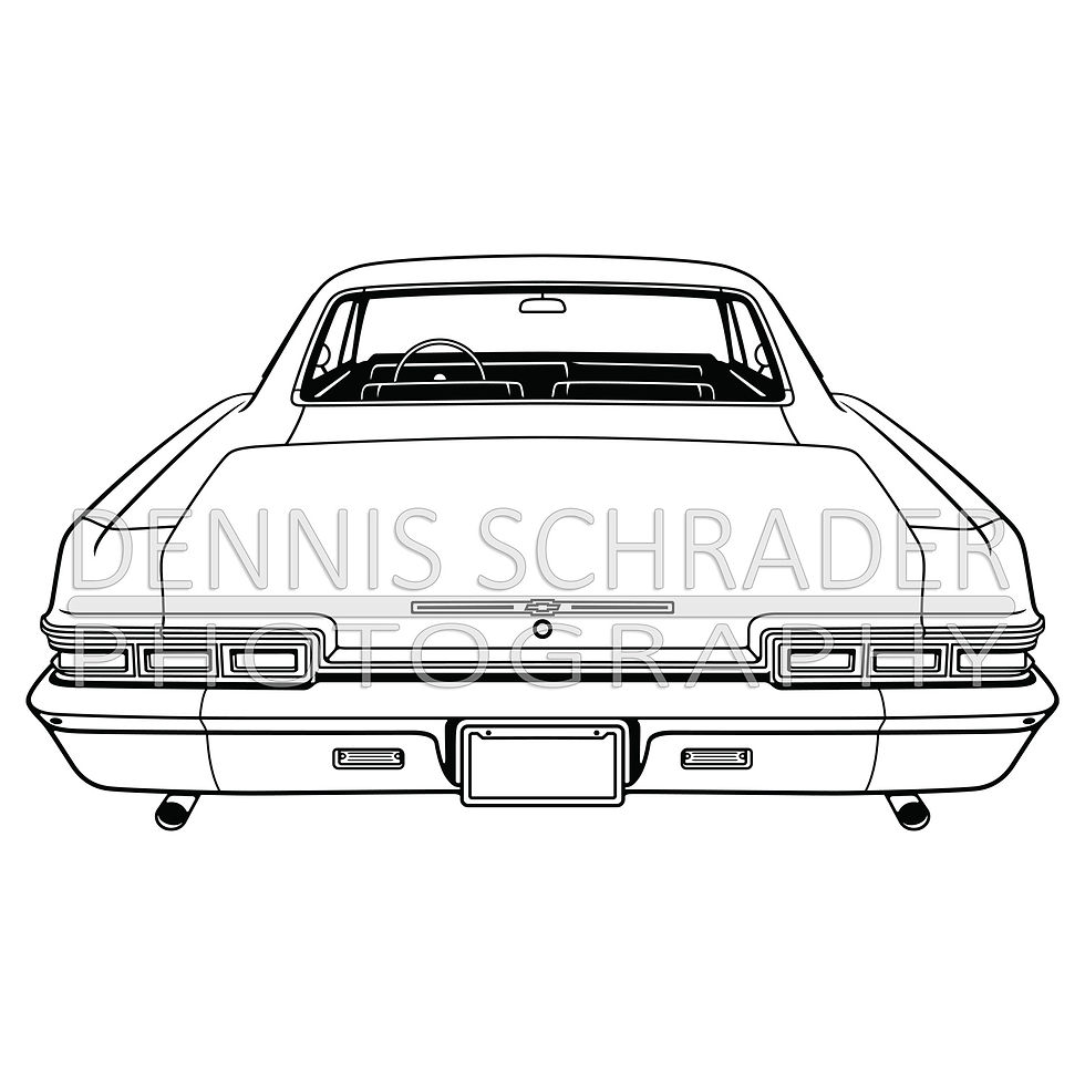 Chevrolet Impala 1966 Rear Digital Download Car Illustration svg Vector ...