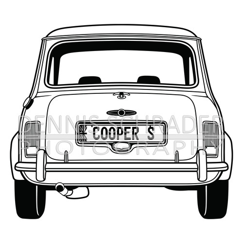 Mini Cooper S Classic 1967 Rear Digital Download Car Illustration svg ...