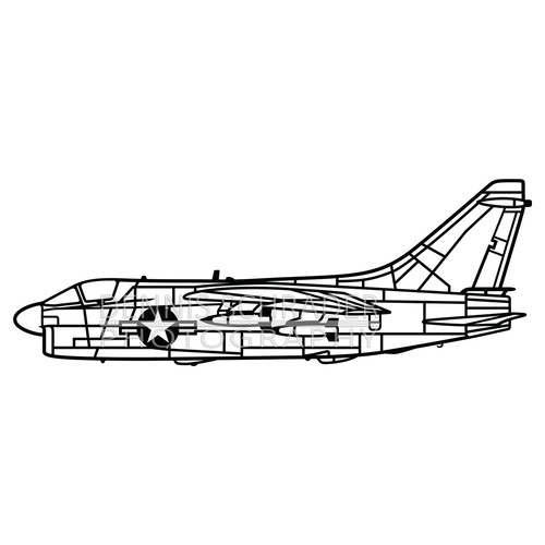 A-7 Corsair II Fighter Jet Plane Side Digital Download Illustration svg ...