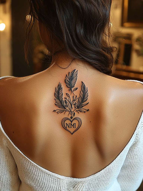 upper back script tattoo