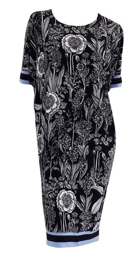 Lilac Border BW Floral Batwing Dress | Cali