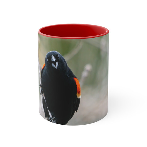 Red-winged Blackbird Mad Mugging | Bird Mug | Flocking Around