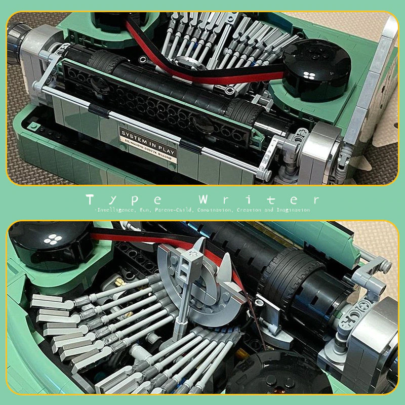 Retro Typewriter Building Blocks Keyboard Moc Set Toy Brick Typewriter ...