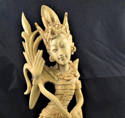 Dewi Sri Statue with Sheath of Rice Carved in Crocodile Wood ...