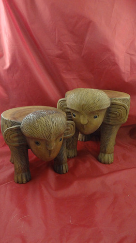 Monkey Stools Carved in Monkey Pod Wood | 4Creature Comforts