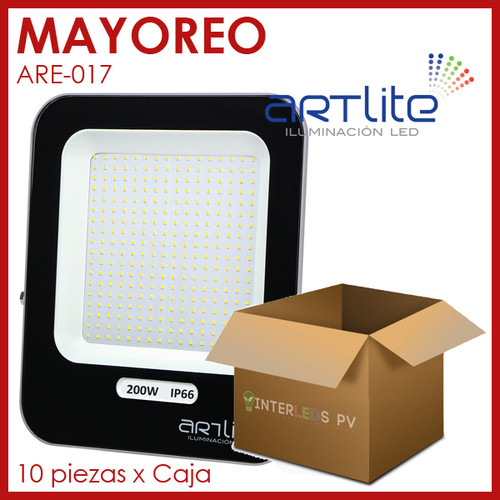 MAYOREO 10pz Reflector LED SMD Slim Cuadrado 200W- Artlite | InterLEDs PV