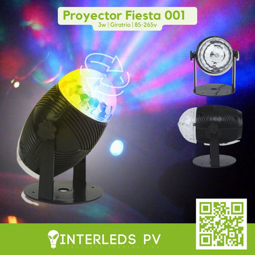 Proyector Fiesta 3w Giratorio RGB 127v MQ-001 | InterLEDs PV